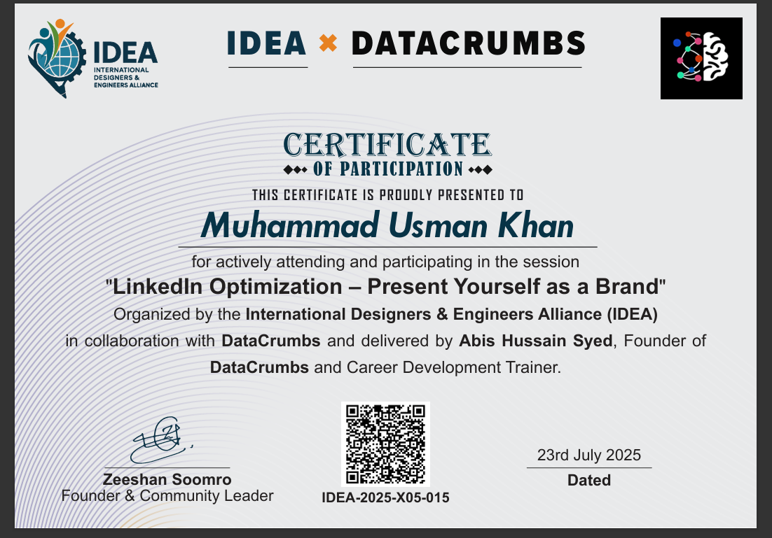 Muhammad Usman Khan | Mechanical Engineer & Developer